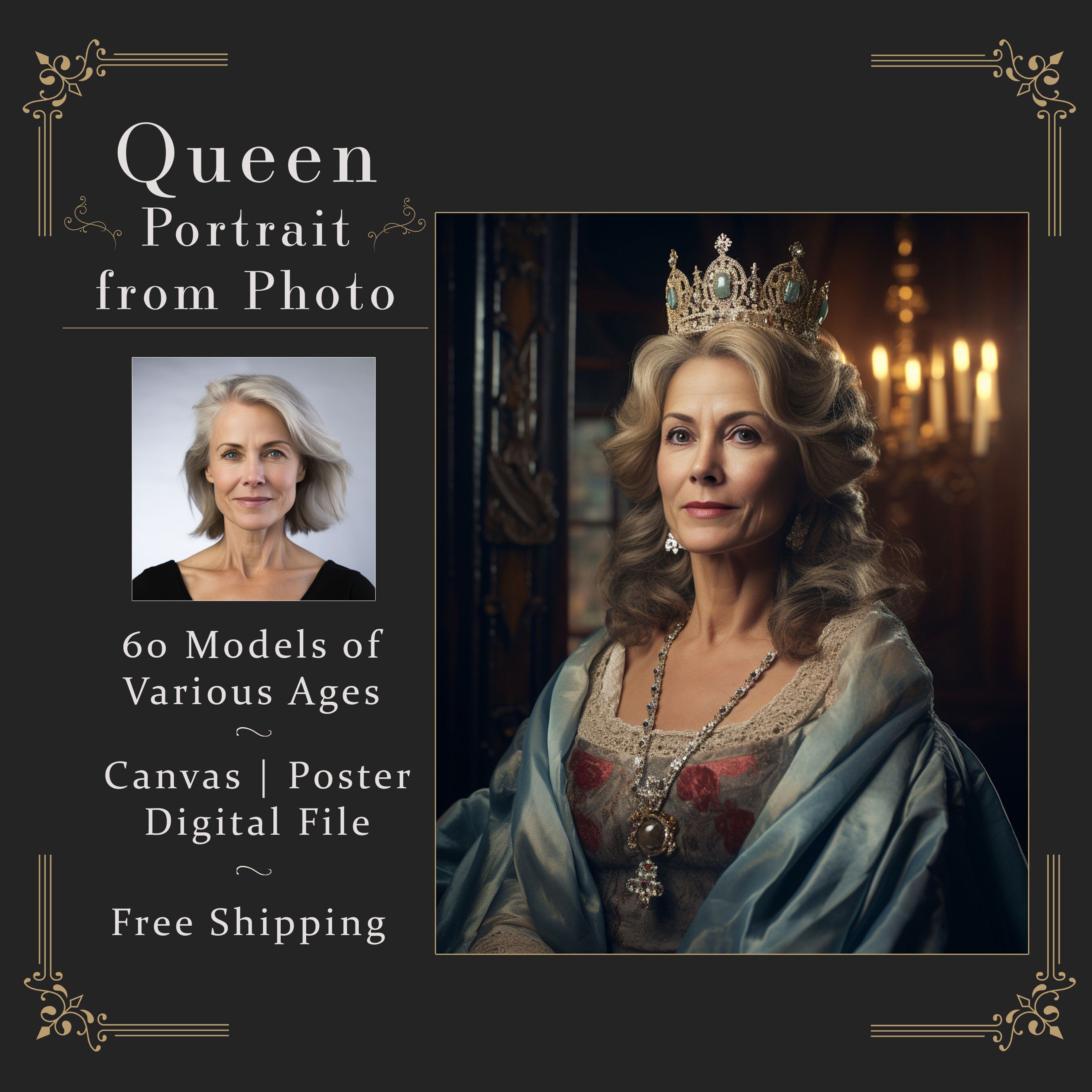 Custom Queen Portrait From Photo, Custom Royal Portrait, Custom ...