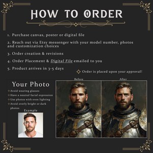 Custom Knight Portrait Painting From Photo, Crusader Knight, Historical ...