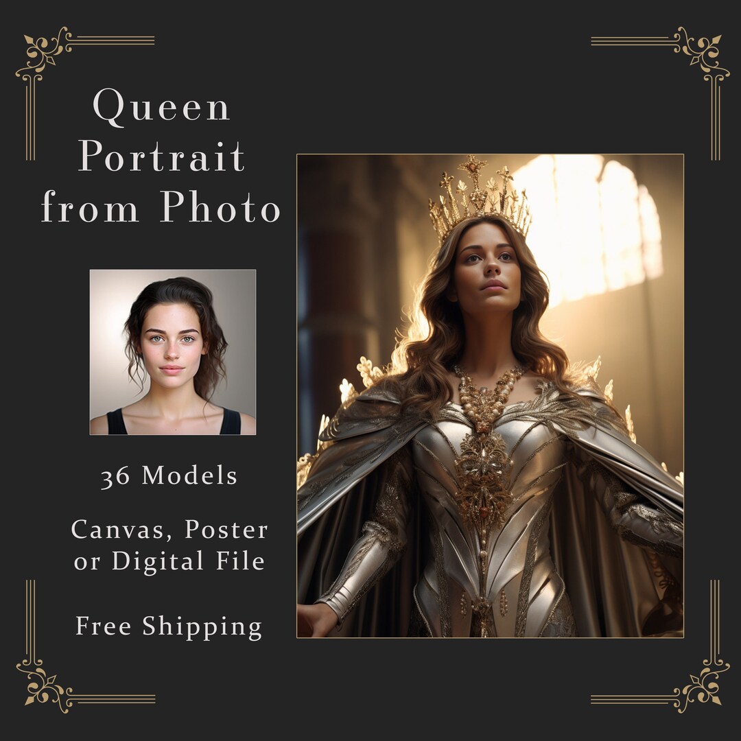 Custom Royal Portrait From Photo, Queen Portrait Gift Custom Portrait ...