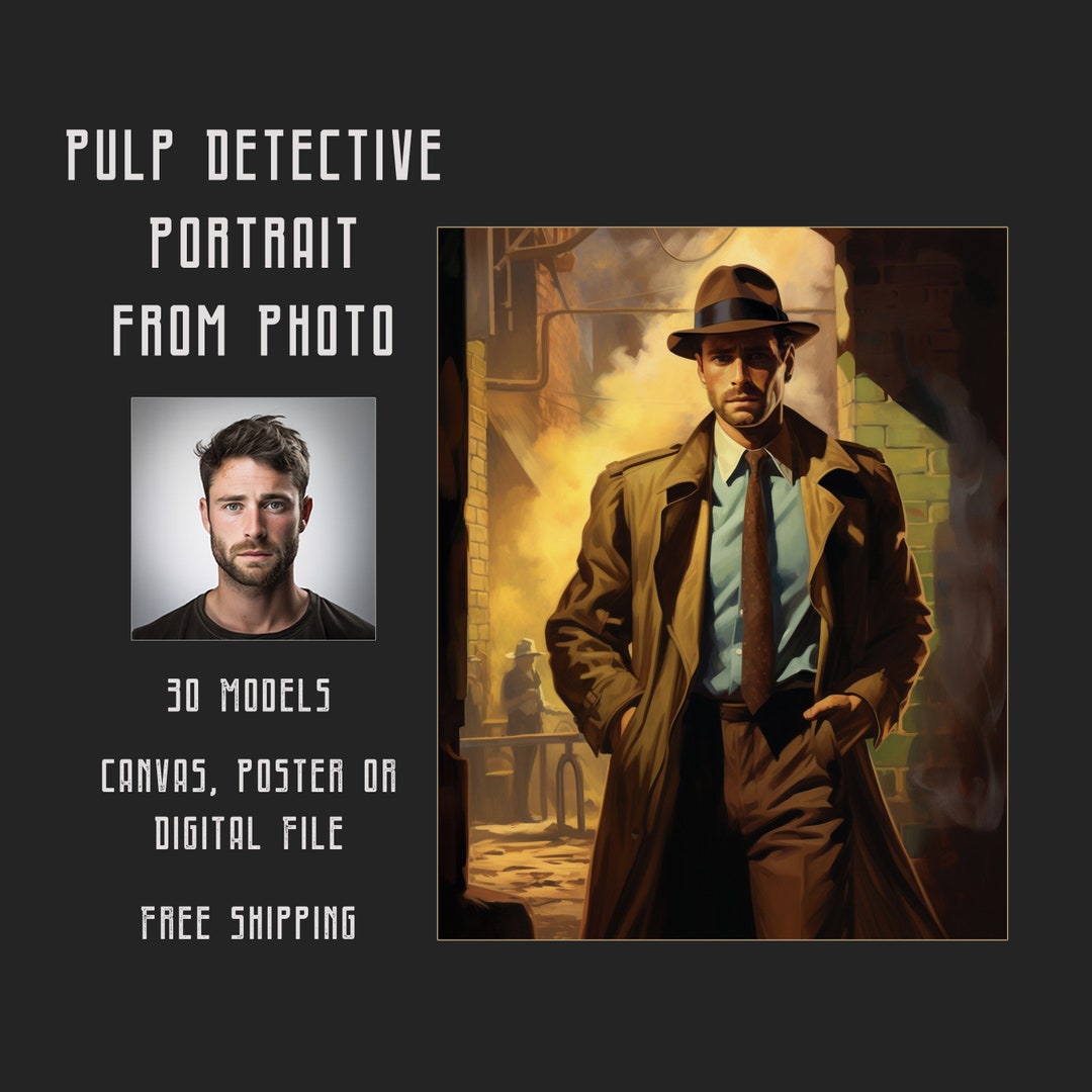 Custom Detective Portrait From Photo, Gift for Him, Boyfriend Christmas ...
