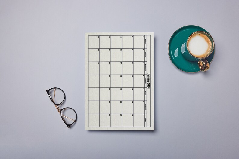 2024 Calendar, Printable, Minimalist Simple Calendar Planner, A4 Size ...