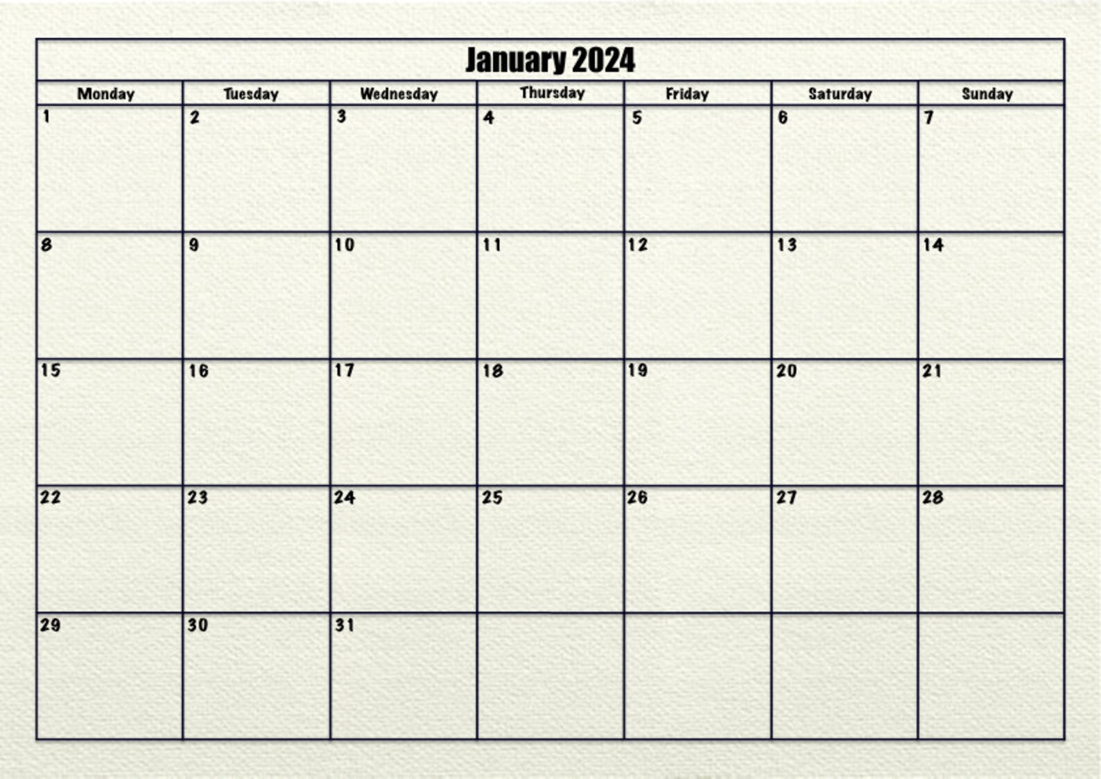 2024 Calendar, Printable, Minimalist Simple Calendar Planner, A4 Size ...