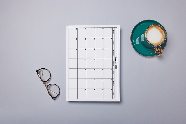 2024 Calendar, Printable, Minimalist Simple Calendar Planner, A4 Size ...