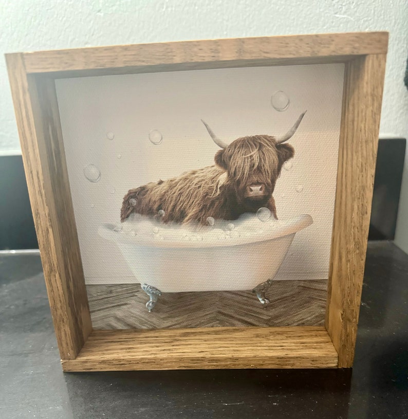 Highland Cow in Bubble Bath Farmhouse Bathroom Sign - Etsy