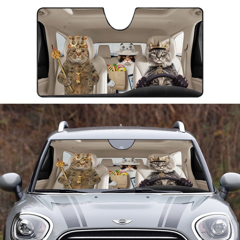Funny Car Sunshade Driving Cats Windshield Sunshades Car Decoration Sun ...