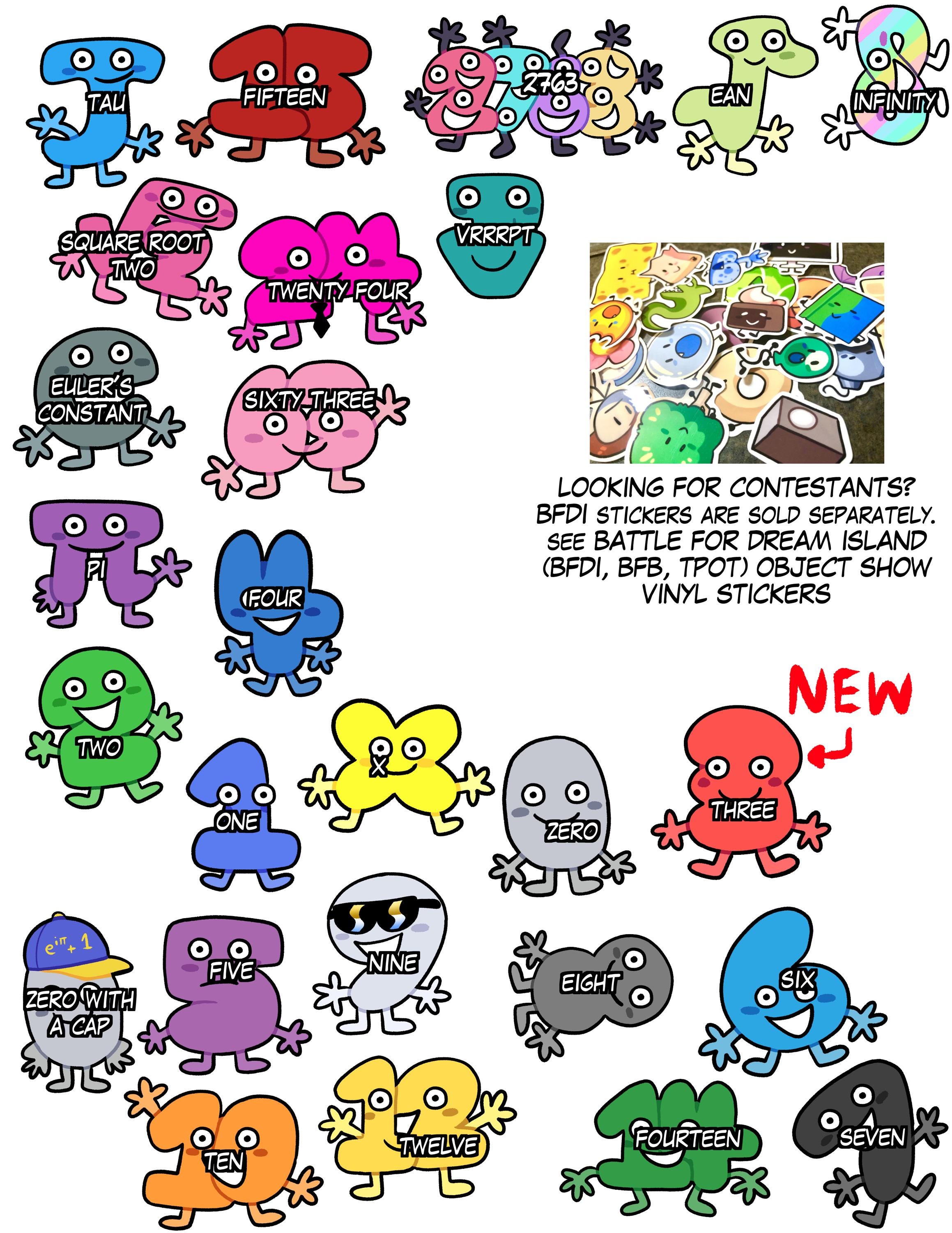 Small BFDI Algebralien Object Show Vinyl Stickers - Etsy