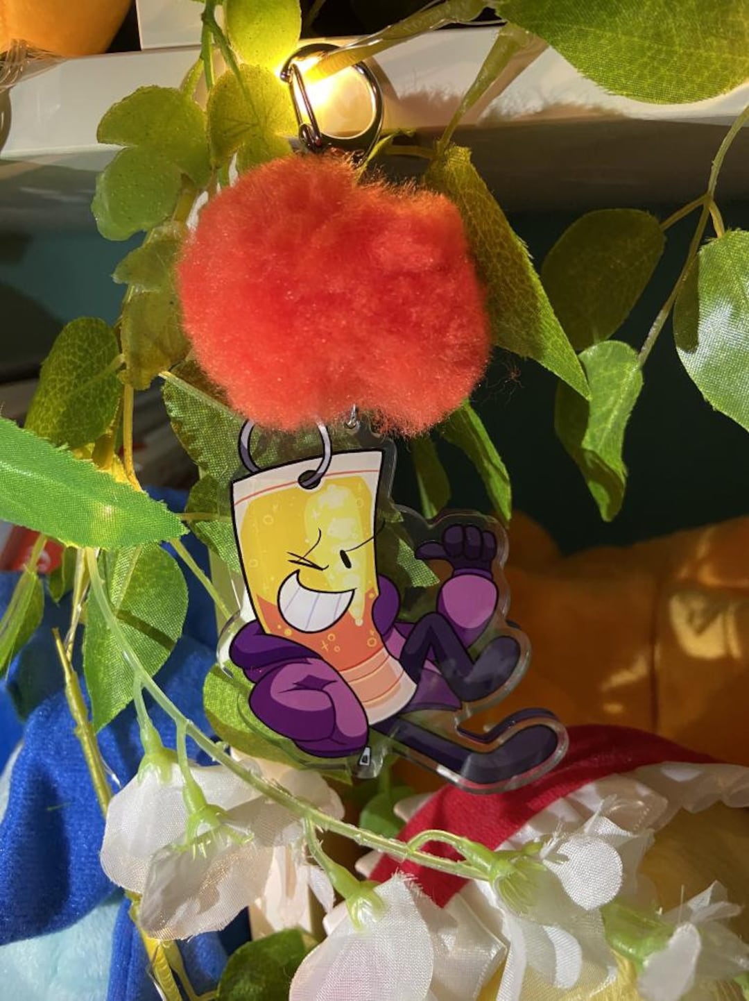 Tfmi Lip Gloss Acrlyic Keychain W Pompom Object Show Etsy