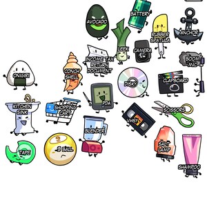 Small BFDI TPOT Rejects Object Show Vinyl Stickers - Etsy
