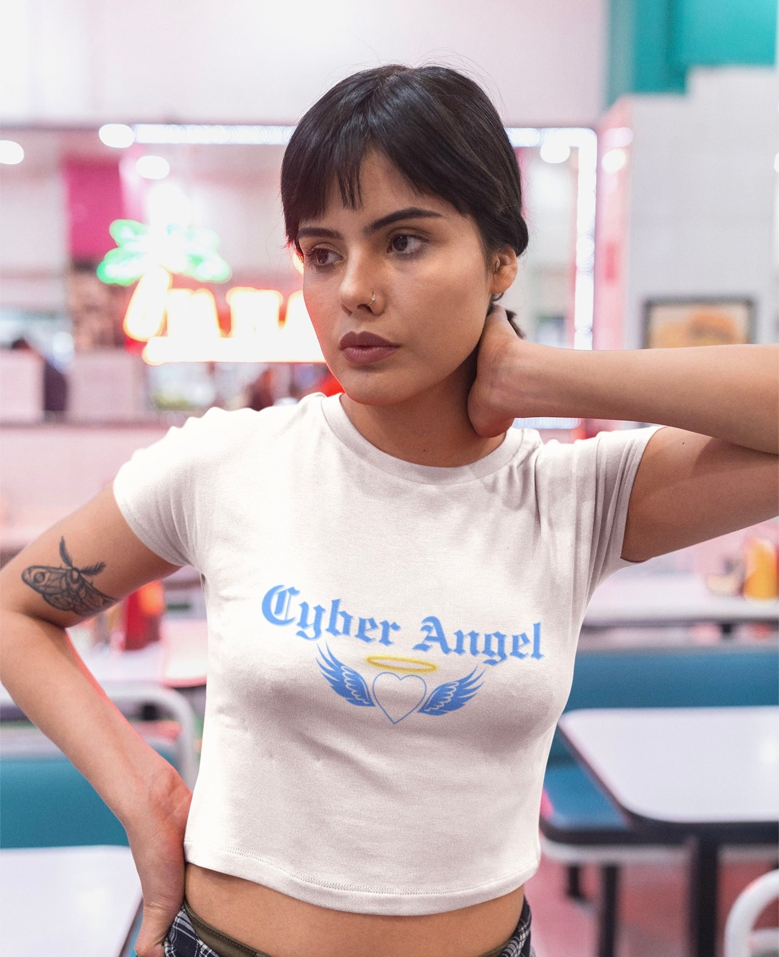 Cyber Angel Crop Top Cyber Y2k Streetwear 2000s Clothing Etsy