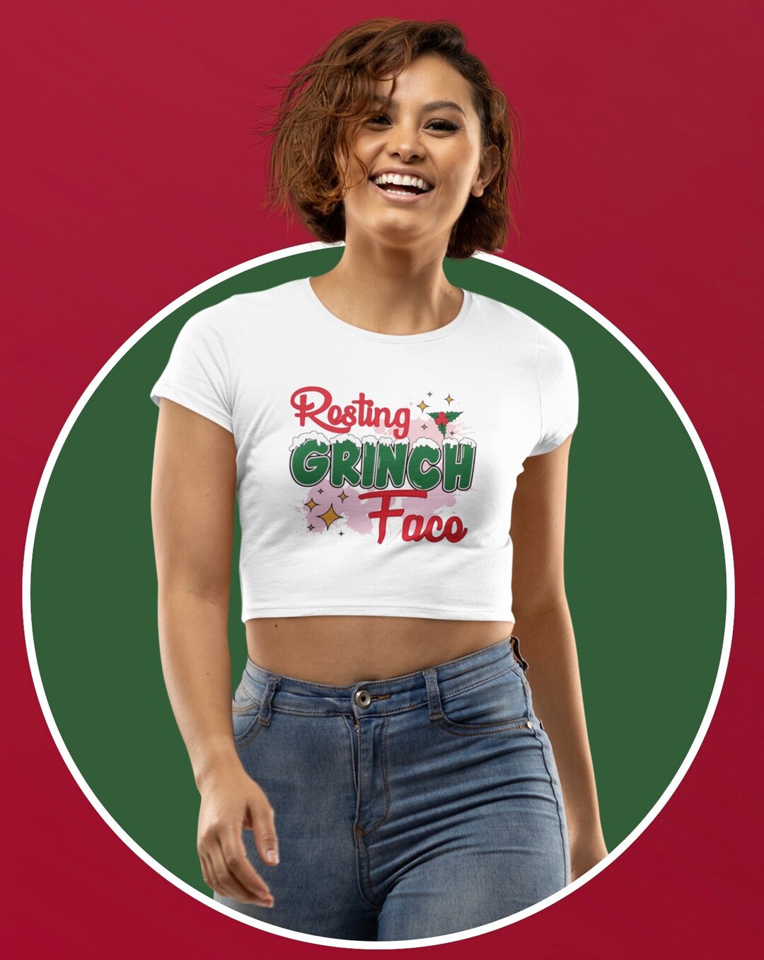 Resting Grinch Face Crop Top Funny Grinch Shirt Grinch - Etsy