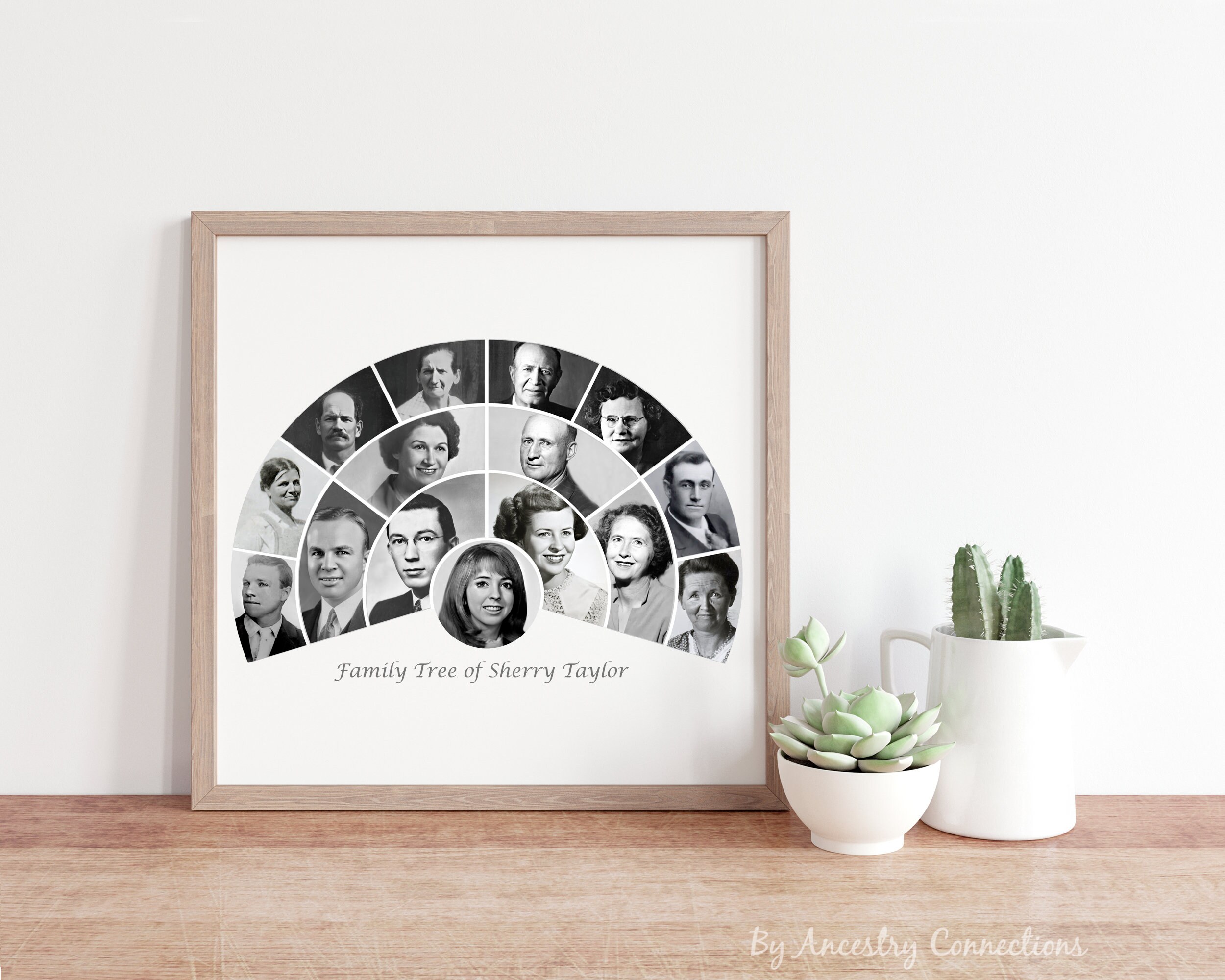 Family Tree Photo Fan Chart for 4 Generations | Ancestry Connections - Etsy
