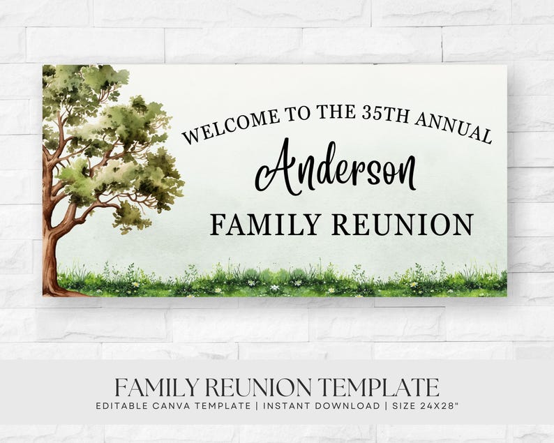 Editable Family Reunion Welcome Banner | Canva Template | Printable ...