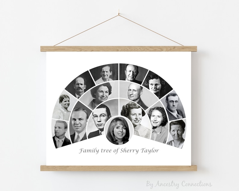 Family Tree Photo Fan Chart for 4 Generations | Ancestry Connections - Etsy