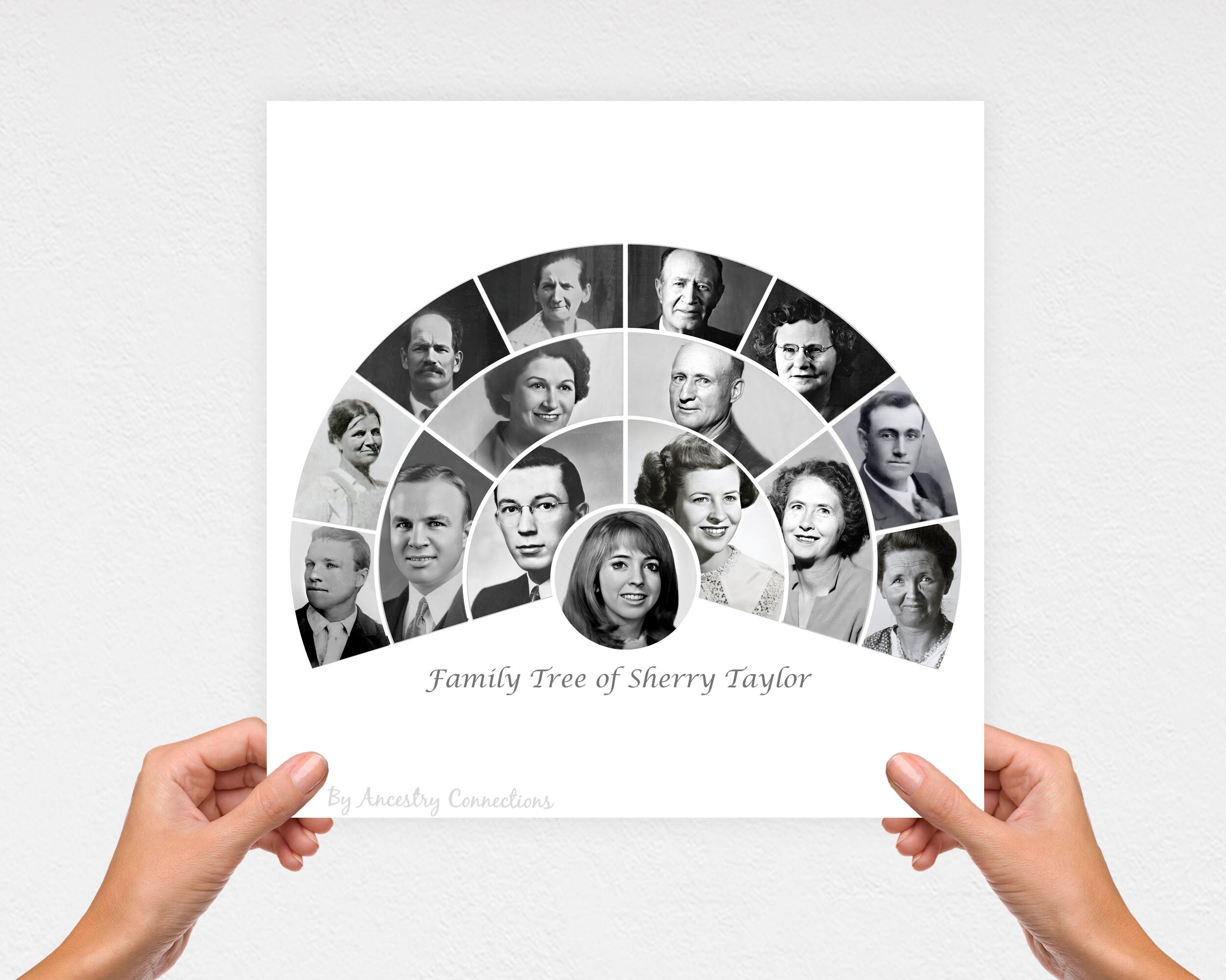 Family Tree Photo Fan Chart for 4 Generations | Ancestry Connections - Etsy