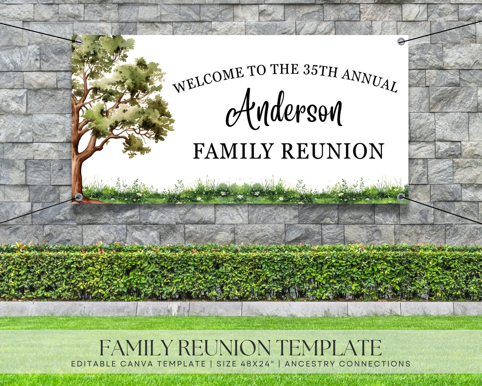 Editable Family Reunion Welcome Banner | Canva Template | Printable ...