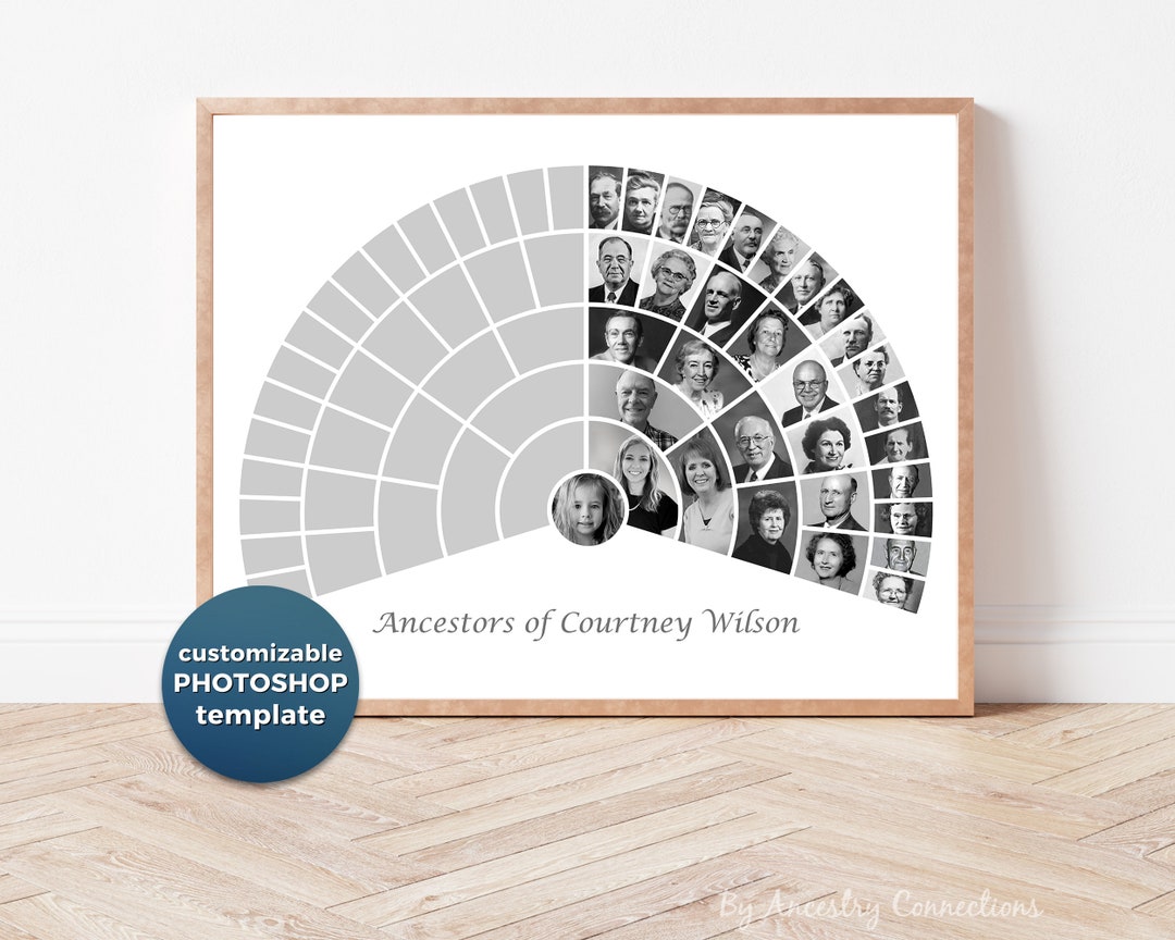 Photo Family Tree Fan Chart Template 6 Generations | Ancestry ...