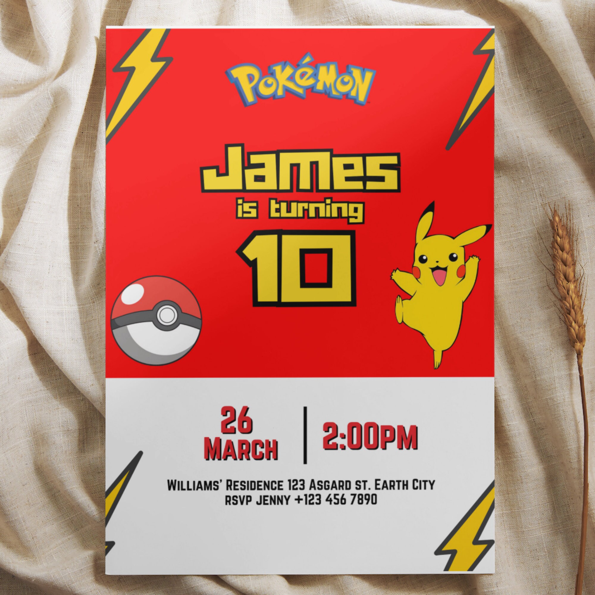 Invitación de cumpleaños editable de Pokémon para celebración - Etsy México