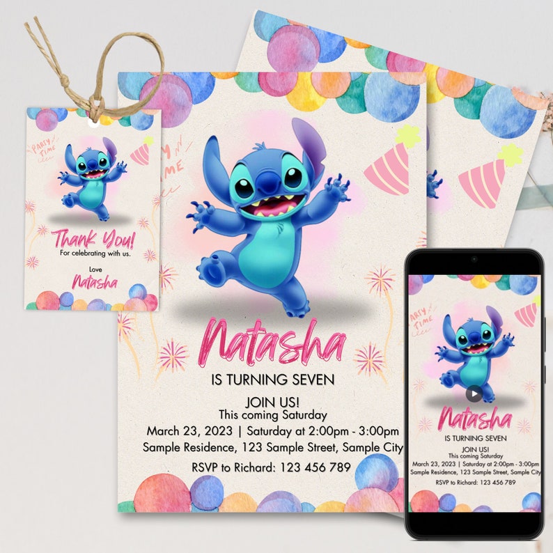 Lilo and Stitch Birthday Party Mobile Video Invitation Easy Editable ...