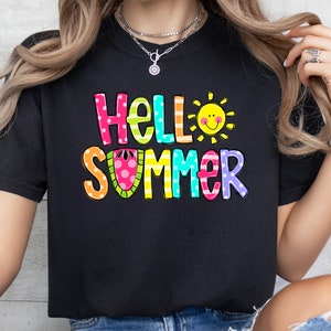 Hello Summer Girl's Shirt, Summer Shirt, Bright Colorful Summer Shirt ...