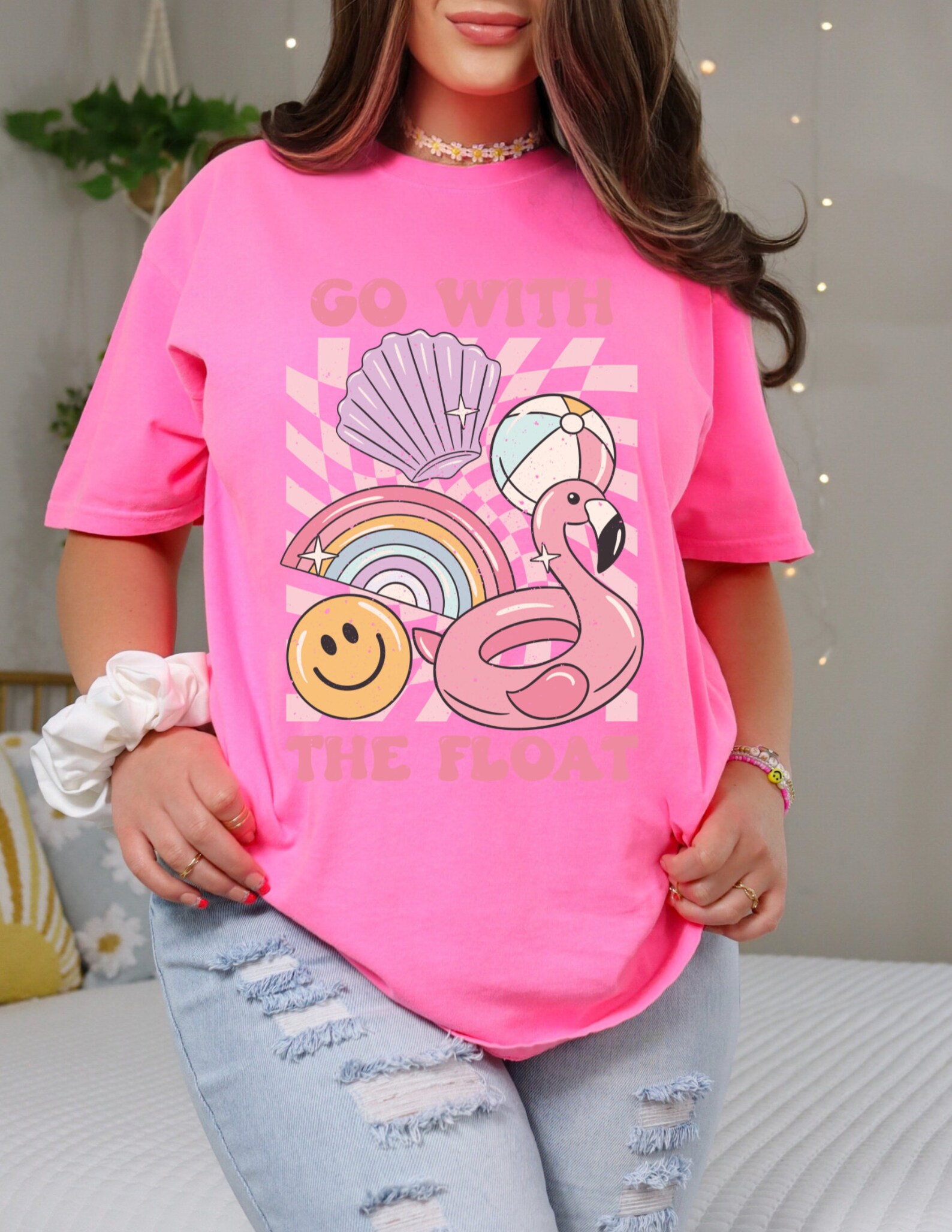 Go With the Float Comfort Colors T-shirt, Retro Summer Vibes - Etsy
