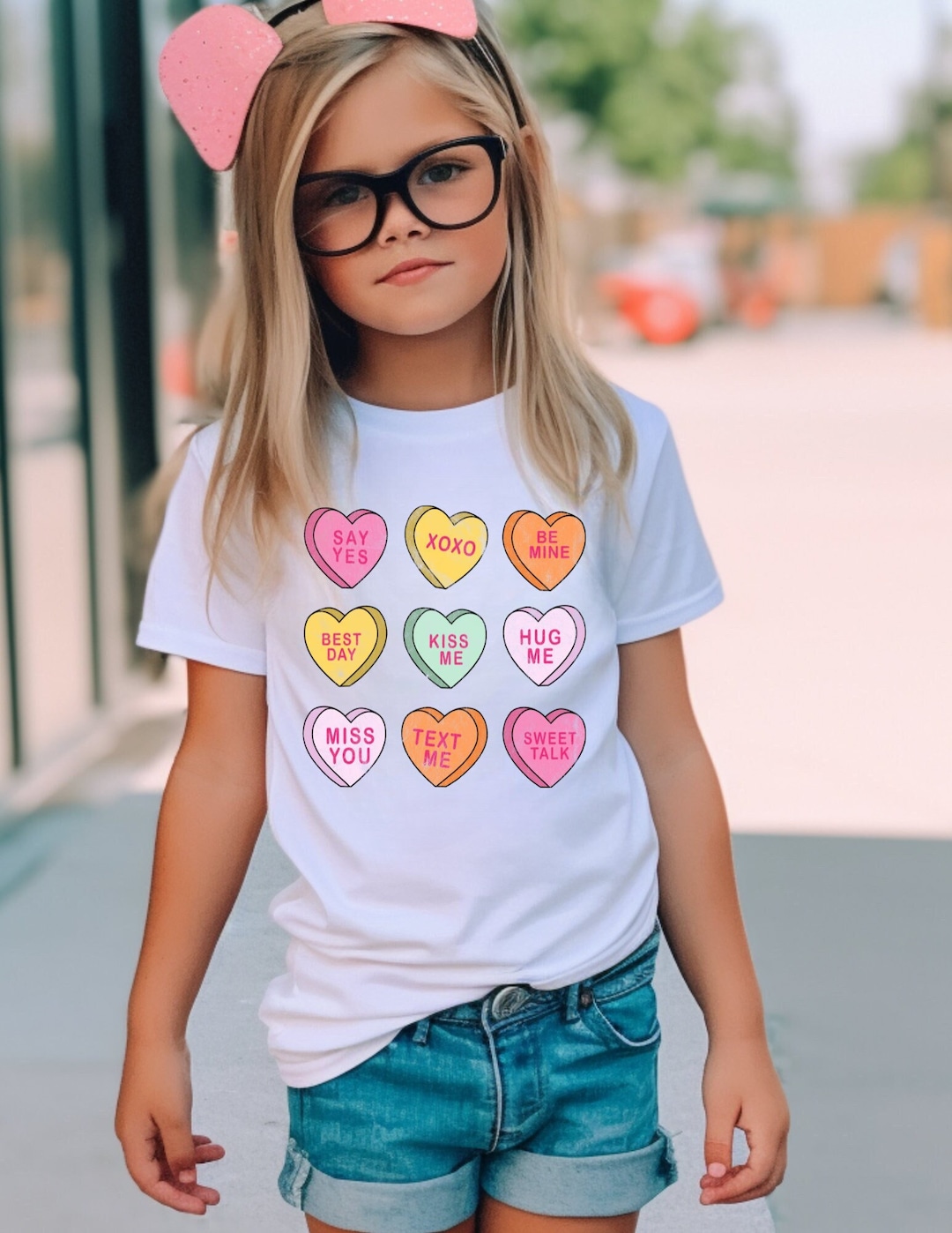Girls Valentines Day Shirt, Girls Retro Hearts Valentines Shirt, Girls ...
