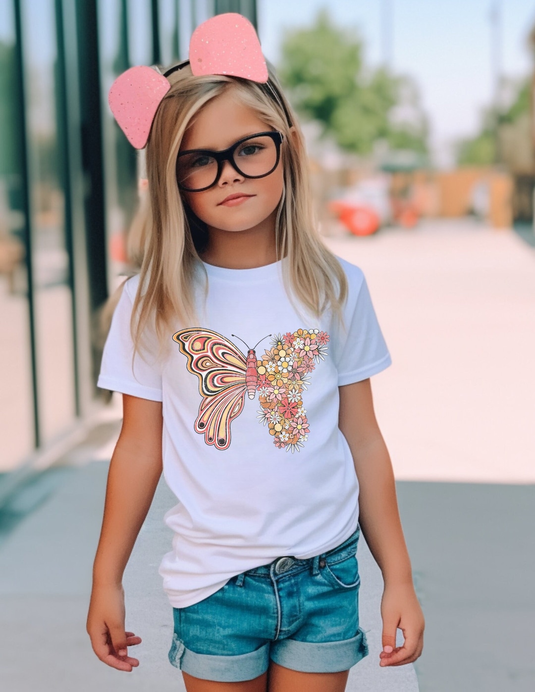 Butterfly Summer Girl's Shirt, Summer Shirt, Bright Butterfly Summer ...