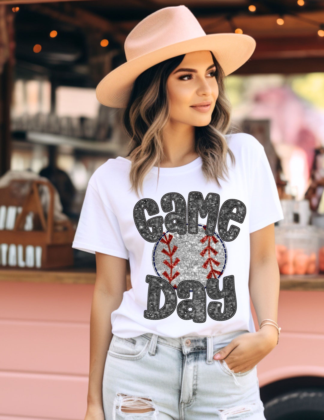 Faux Glitter Baseball T Shirt, Game Day Baseball T Shirt, Faux ...