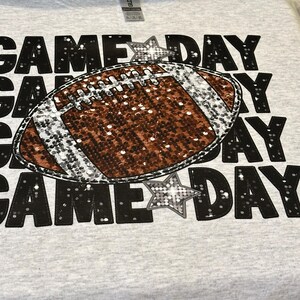 Faux Glitter Football T Shirt, Game Day Football T Shirt, Faux Sequin ...
