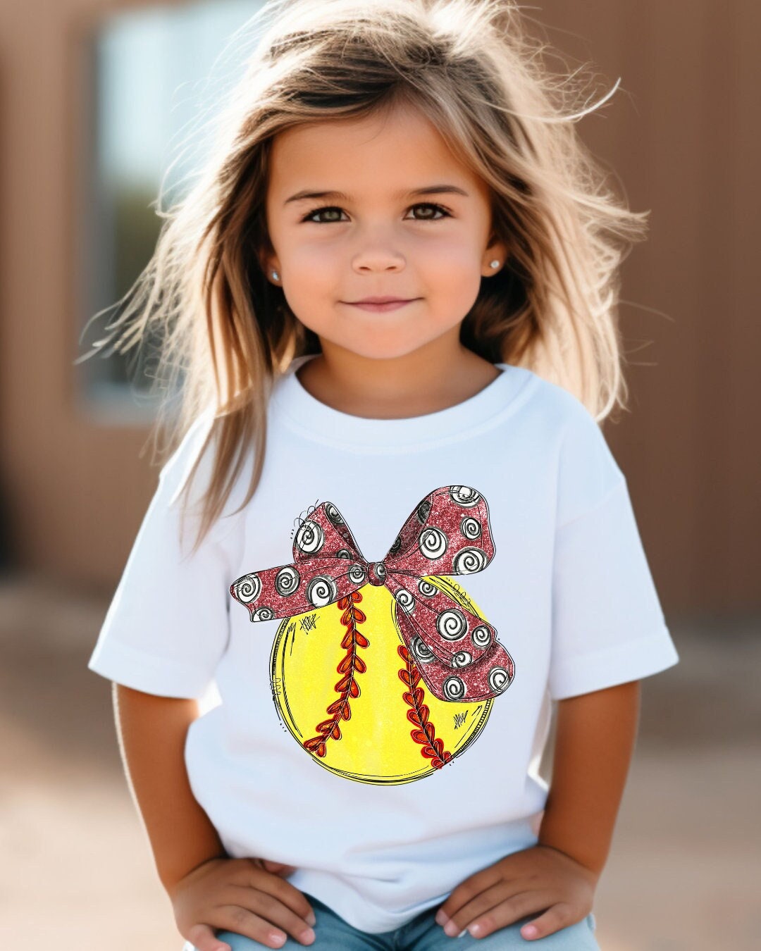 Faux Glitter Girls Softball Bow Shirt, Softball Maroon Bow, Girls Game ...