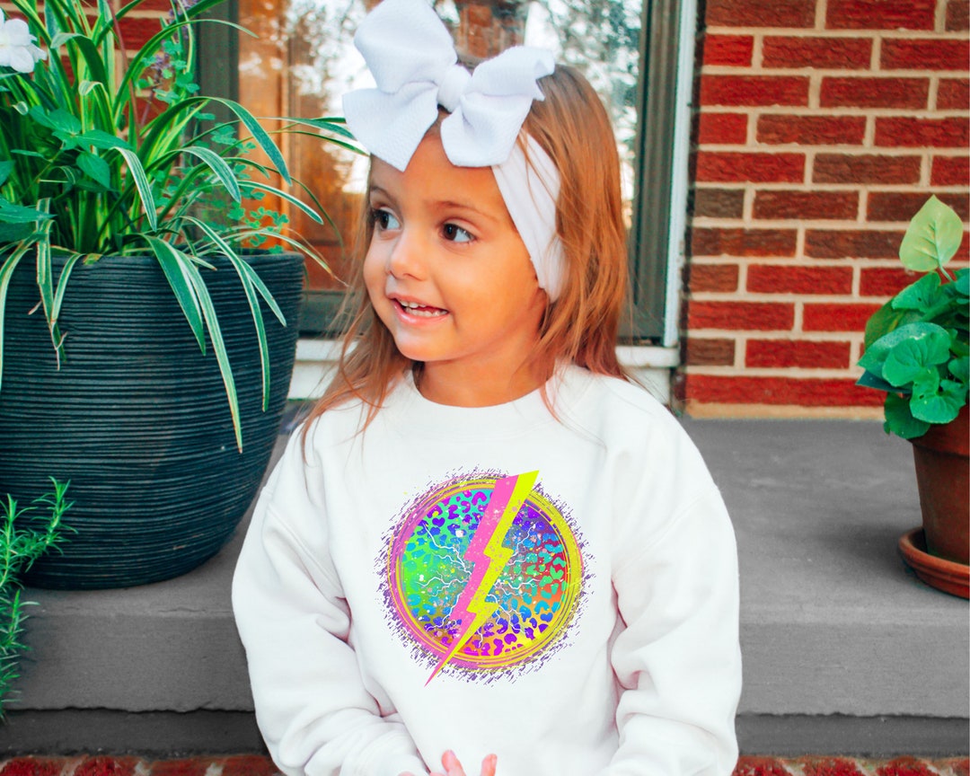 Girls Lightning Bolt Sweatshirt, Girls Neon Lightning Bolt, Cheetah ...