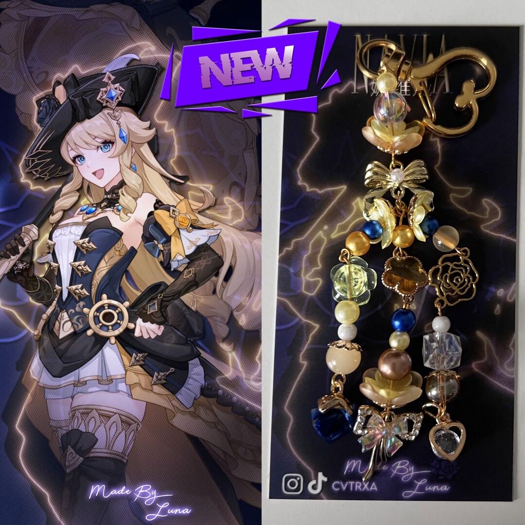 Genshin Impact NAVIA Inspired Handmade Beaded Acrylic Metal Keychain ...