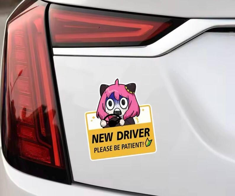 Anime Girl Car Bumper Sticker for Nervous New Drivers Waterproof Vinyl ...