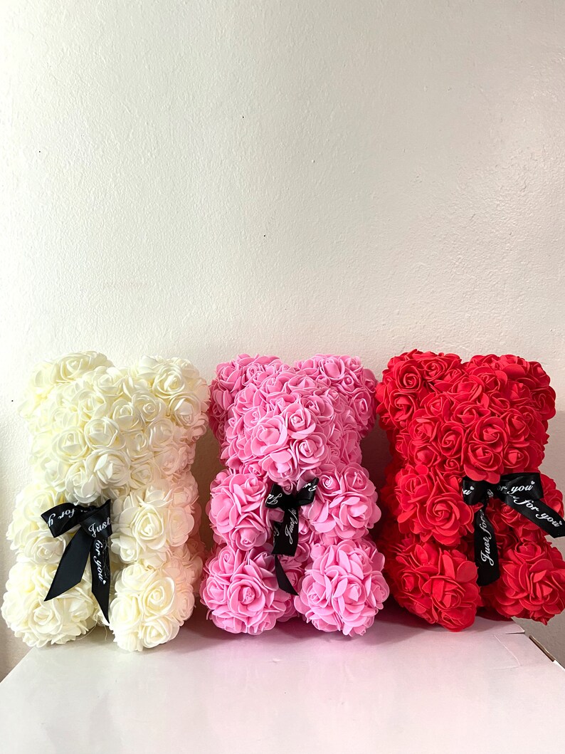 Rose Flower Teddy Bear Bridal Wedding Day Gift Handmade Gift for Her ...
