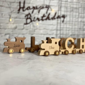 Wooden Train With Name-personalized Train-name Toy-wooden Custom Train ...