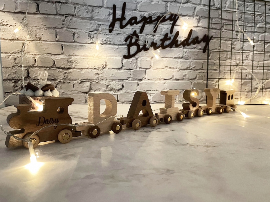 Wooden Train With Name-personalized Train-name Toy-wooden Custom Train ...