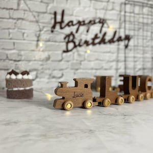 Wooden Train With Name-personalized Train-name Toy-wooden Custom Train ...