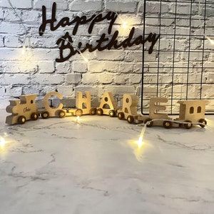 Wooden Train With Name-personalized Train-name Toy-wooden Custom Train ...
