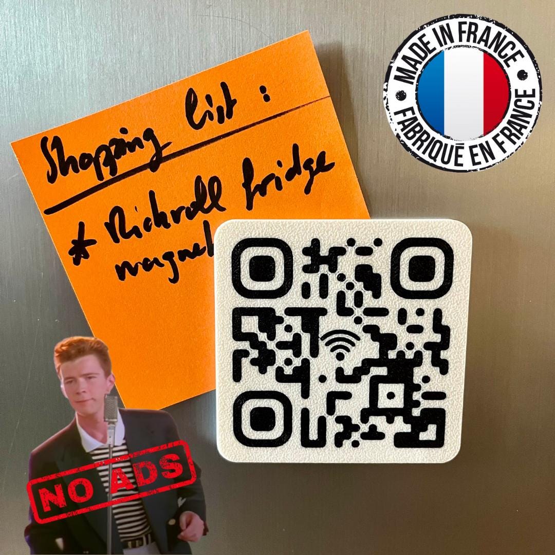 Rickroll Fridge Magnet | 1 Ad-free QR Code Magnet | Prank Gift Idea ...