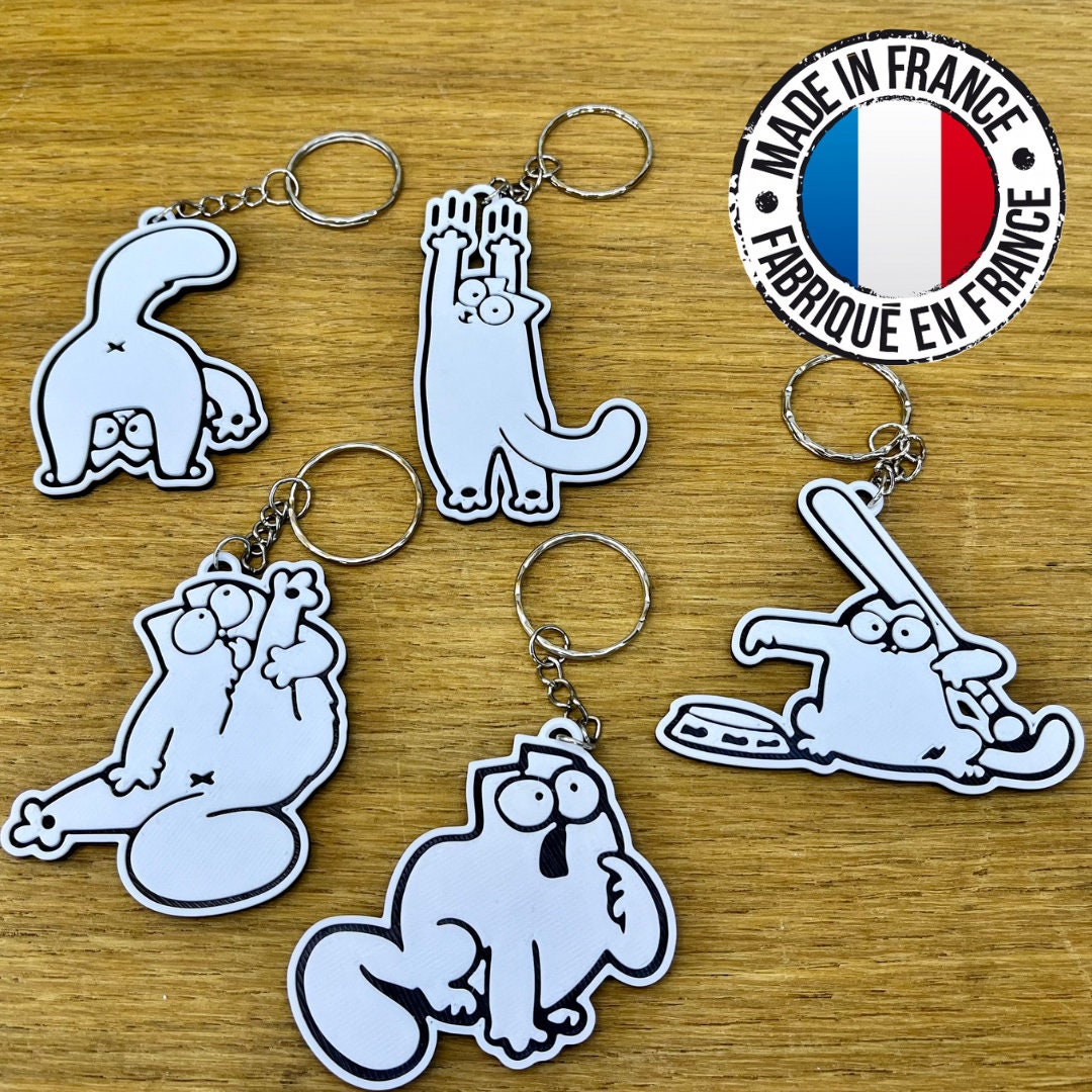 Simon's Cat Keychain Collection Set of 5 Key Rings 3D Printing - Etsy