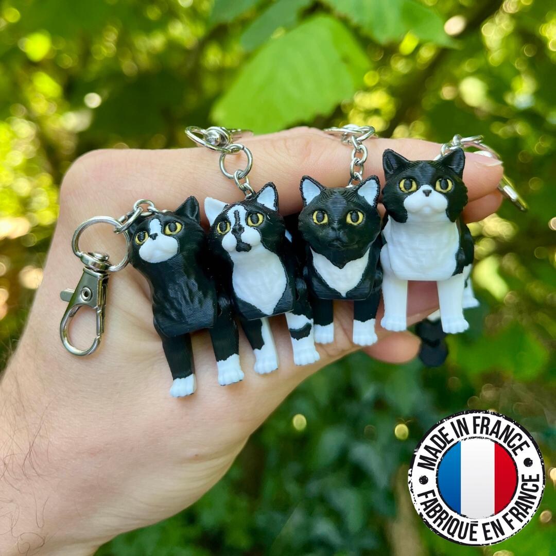 Flexi Tuxedo Cat Keychains | Unique Gift Idea - Etsy