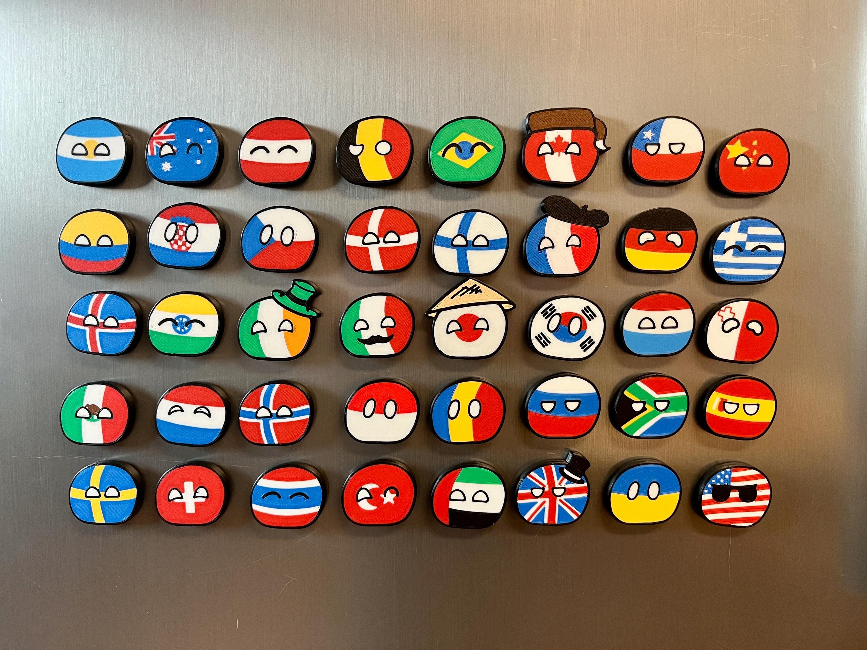 Countryballs Fridge Magnets | 10 World Flag Magnets | Gift Idea - Etsy