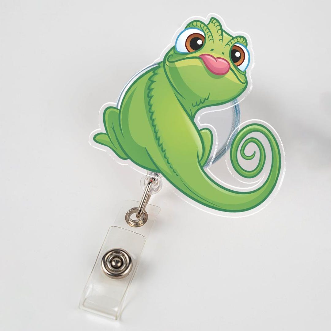 Cute Disney Lizard ID Holder, Pascal Badge Reel, Nurse Gift Badge Clip ...