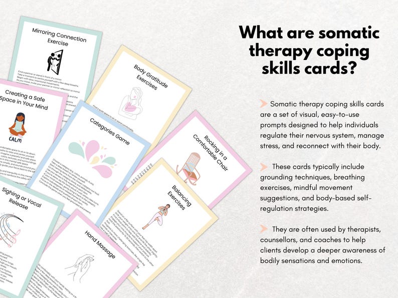 Somatic Therapy Coping Skills Cards: Nervous System Regulation (digital ...