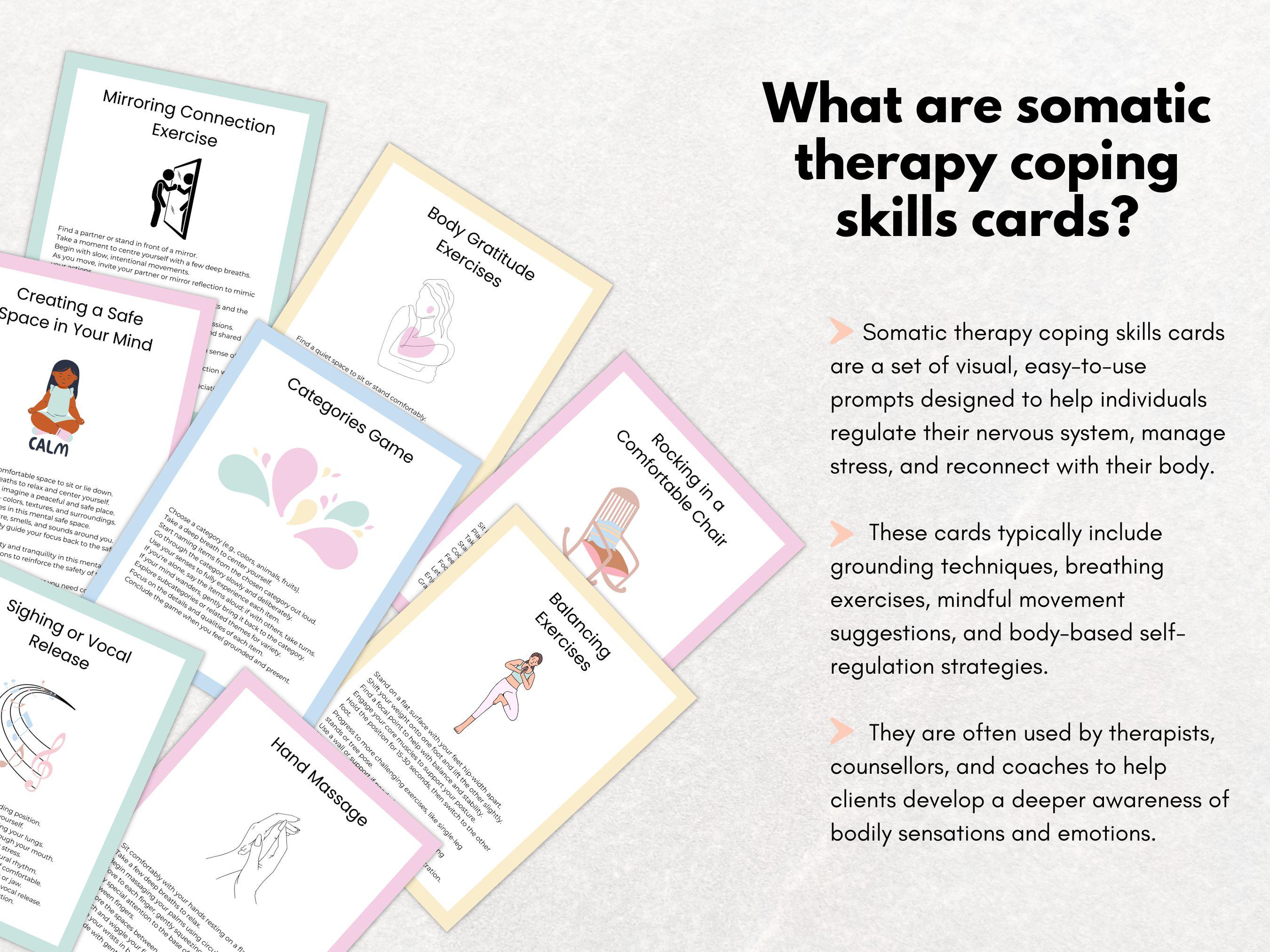 Somatic Therapy Coping Skills Cards: Nervous System Regulation (digital ...