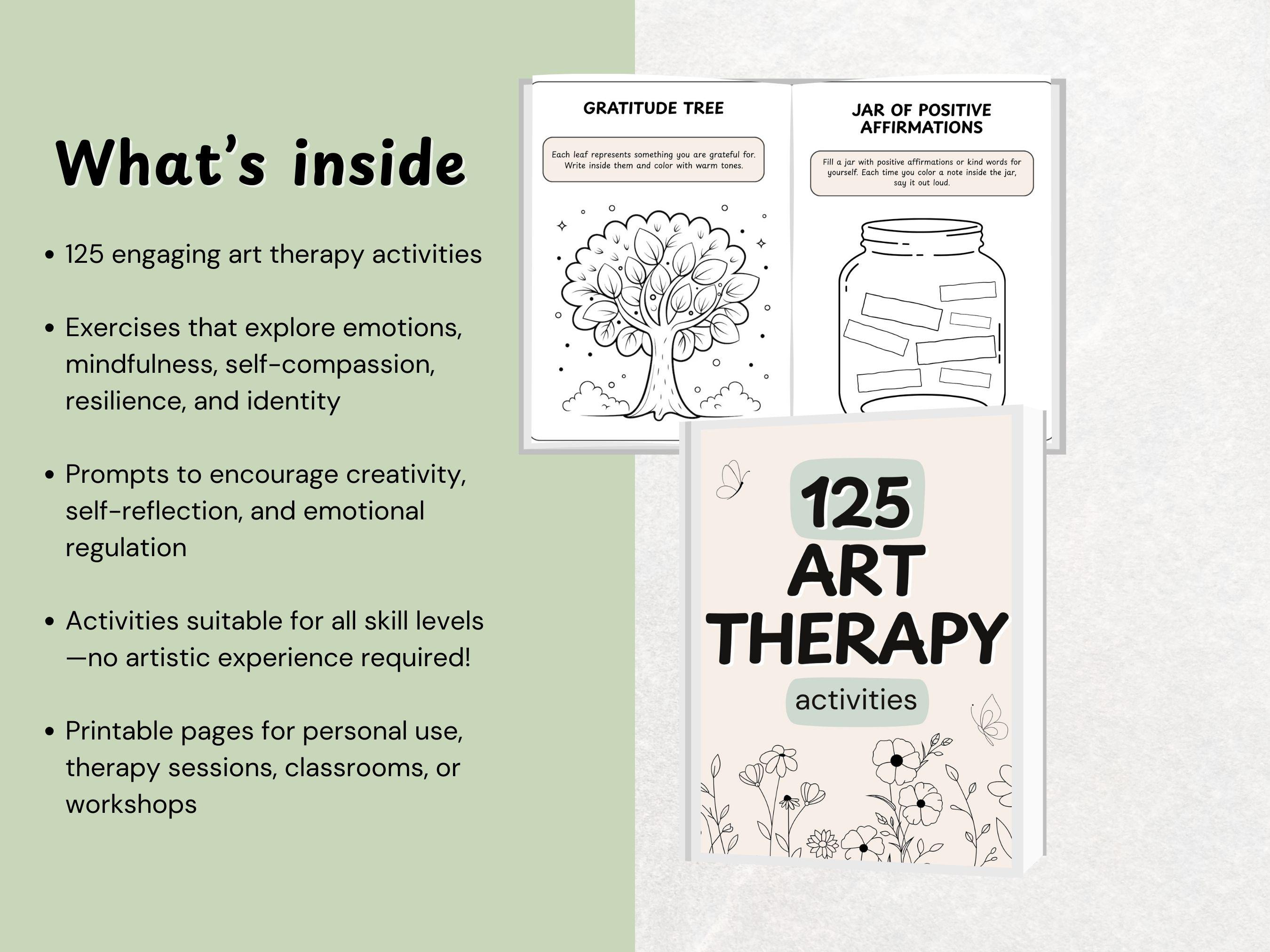 Art Therapy Activities Printable Workbook | 125 Therapeutic Coloring ...