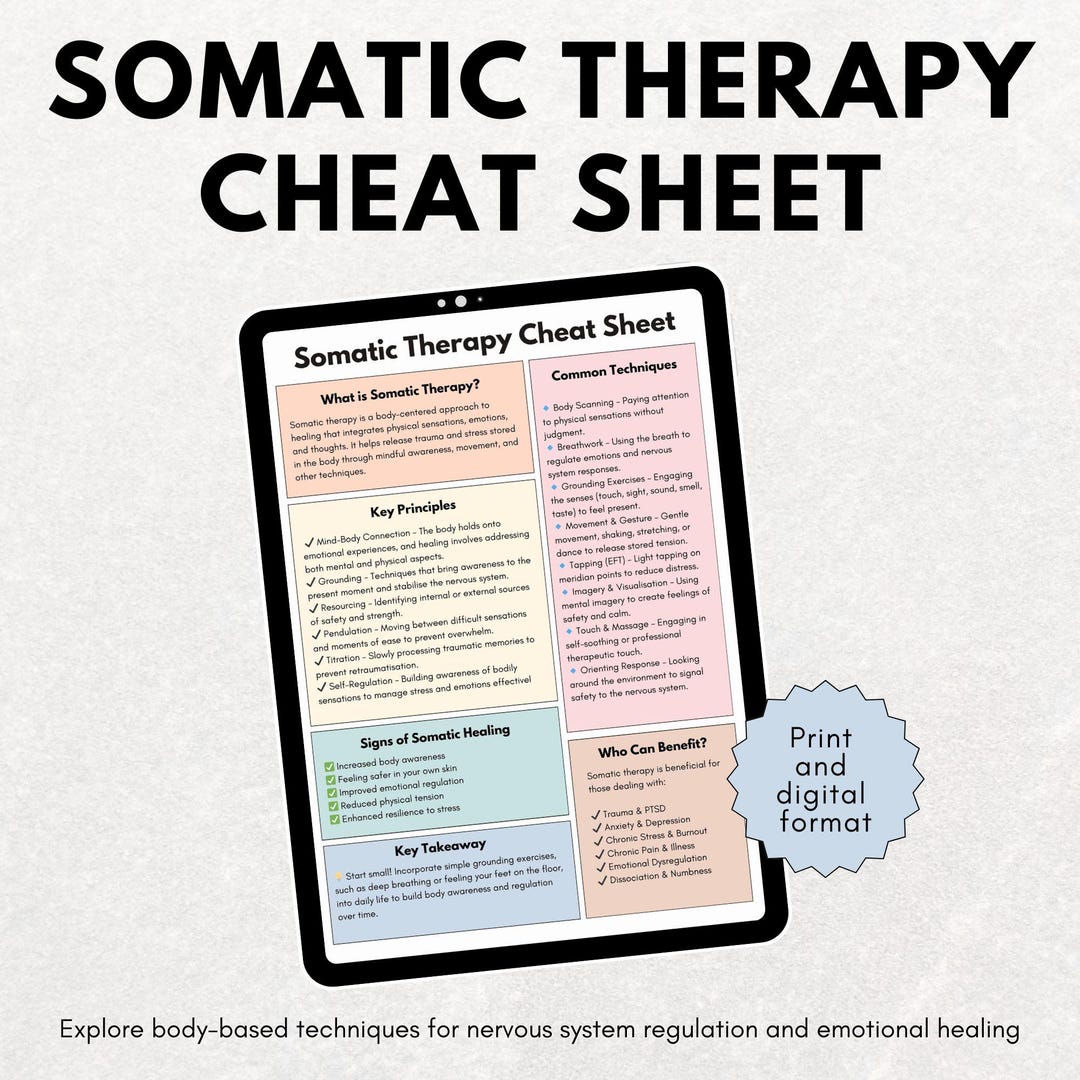 Somatic Therapy Cheat Sheet - Etsy