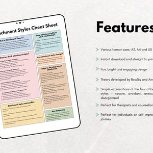 Attachment Styles Cheat Sheet: Therapy Worksheet (5-page Digital ...