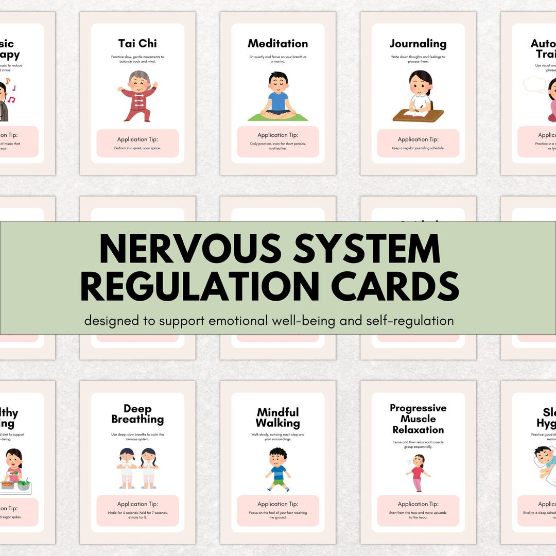 Nervous System Regulation Cards, Coping Skills Cards, Autonomic Nervous ...