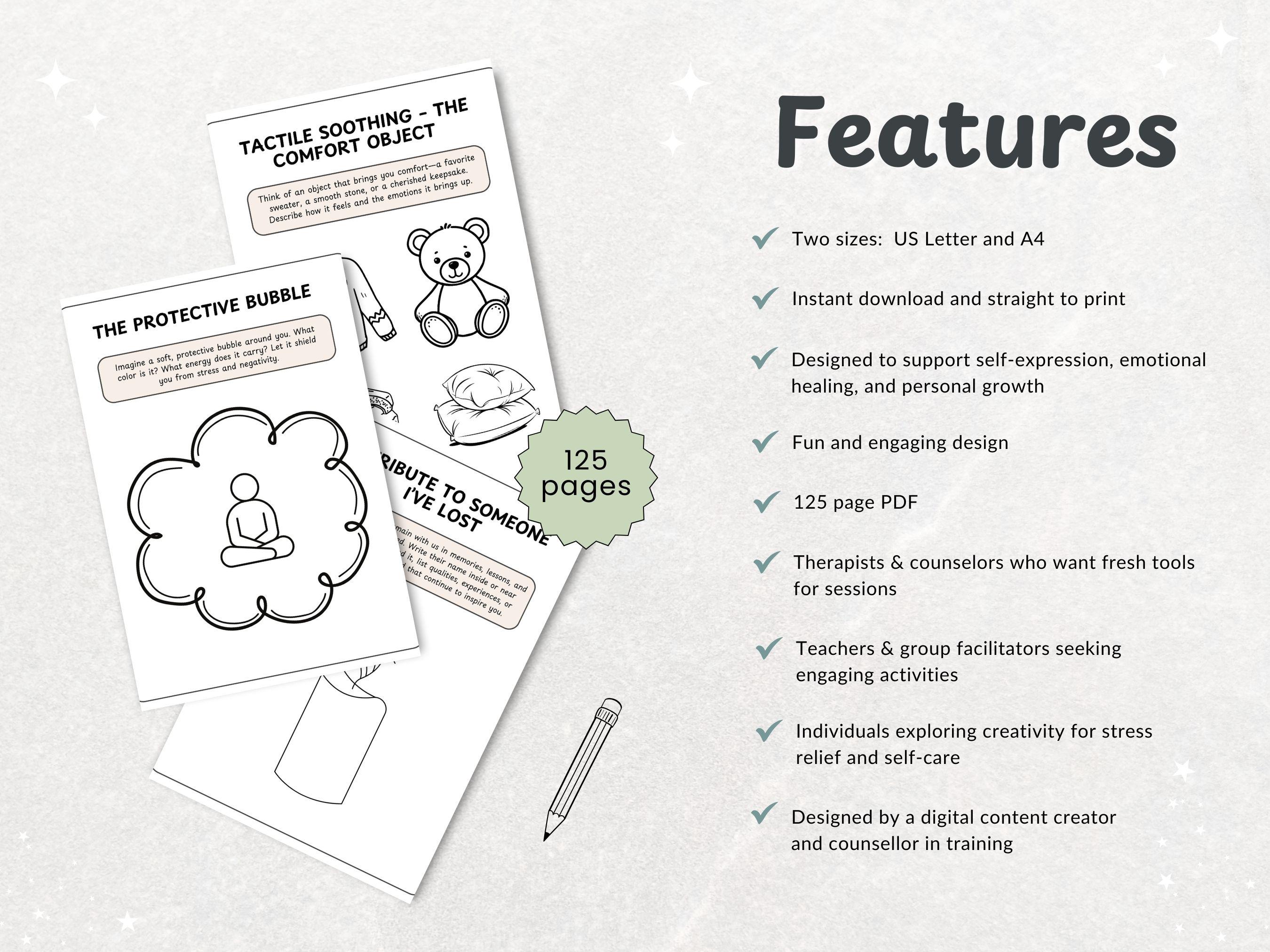 Art Therapy Activities Printable Workbook | 125 Therapeutic Coloring ...