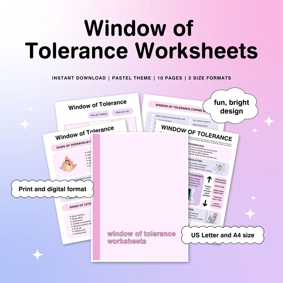 Window of Tolerance Worksheets | Emotional Regulation | Arousal States ...